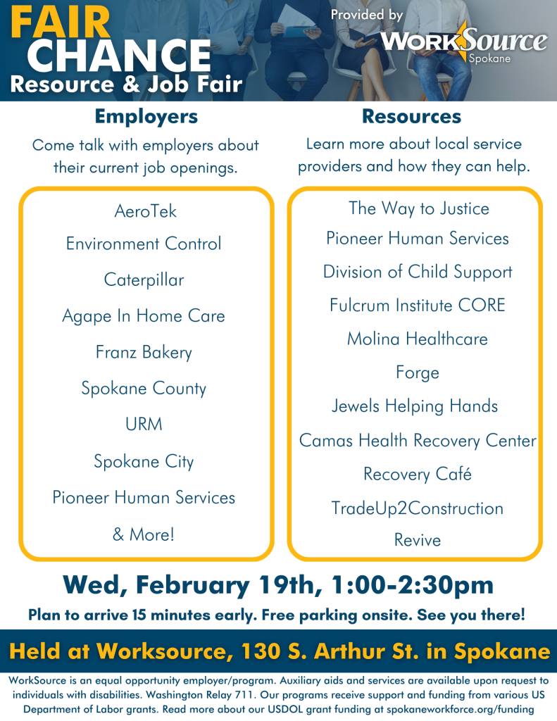Workforce Wednesday: WorkSource Spokane’s Fair Chance Networking ...